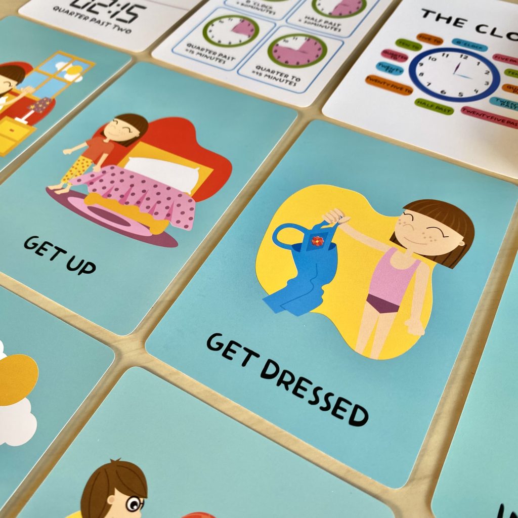 Tarjetas MY DAILY ROUTINE AND THE TIME – REDIDAC